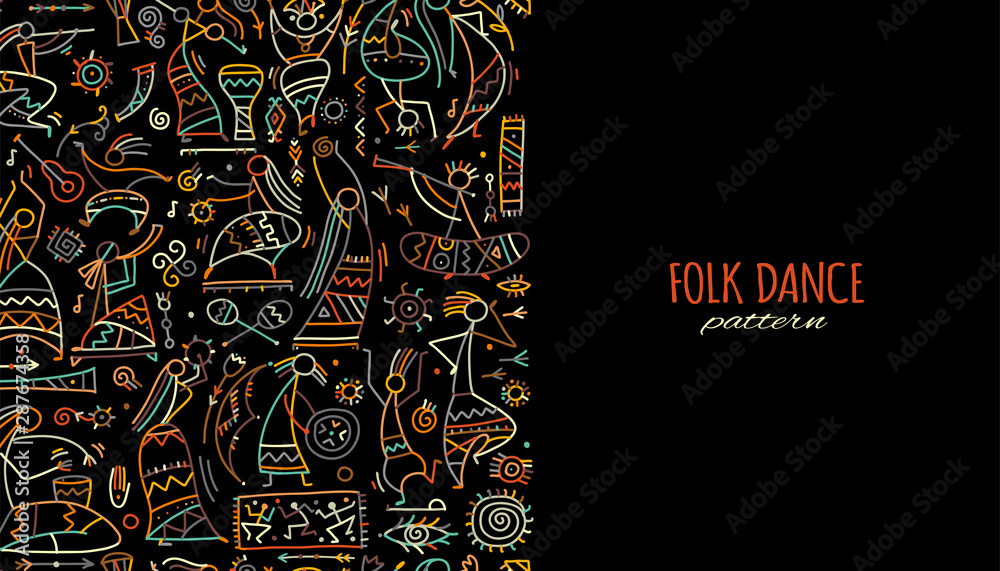 Folk ethnic dance, seamless pattern for your design Stock Vector ...