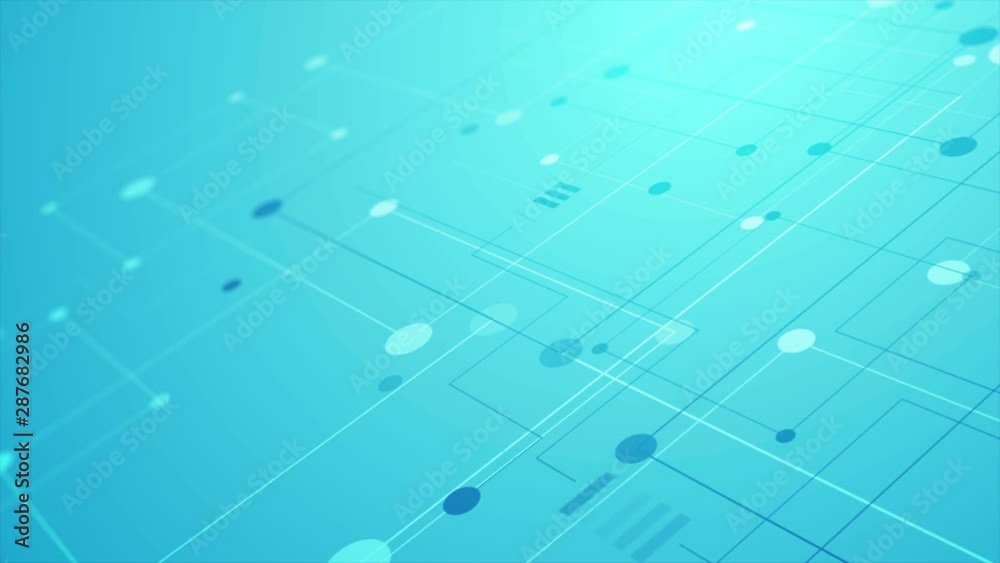 Abstract light blue tech circuit board lines drawing motion design ...
