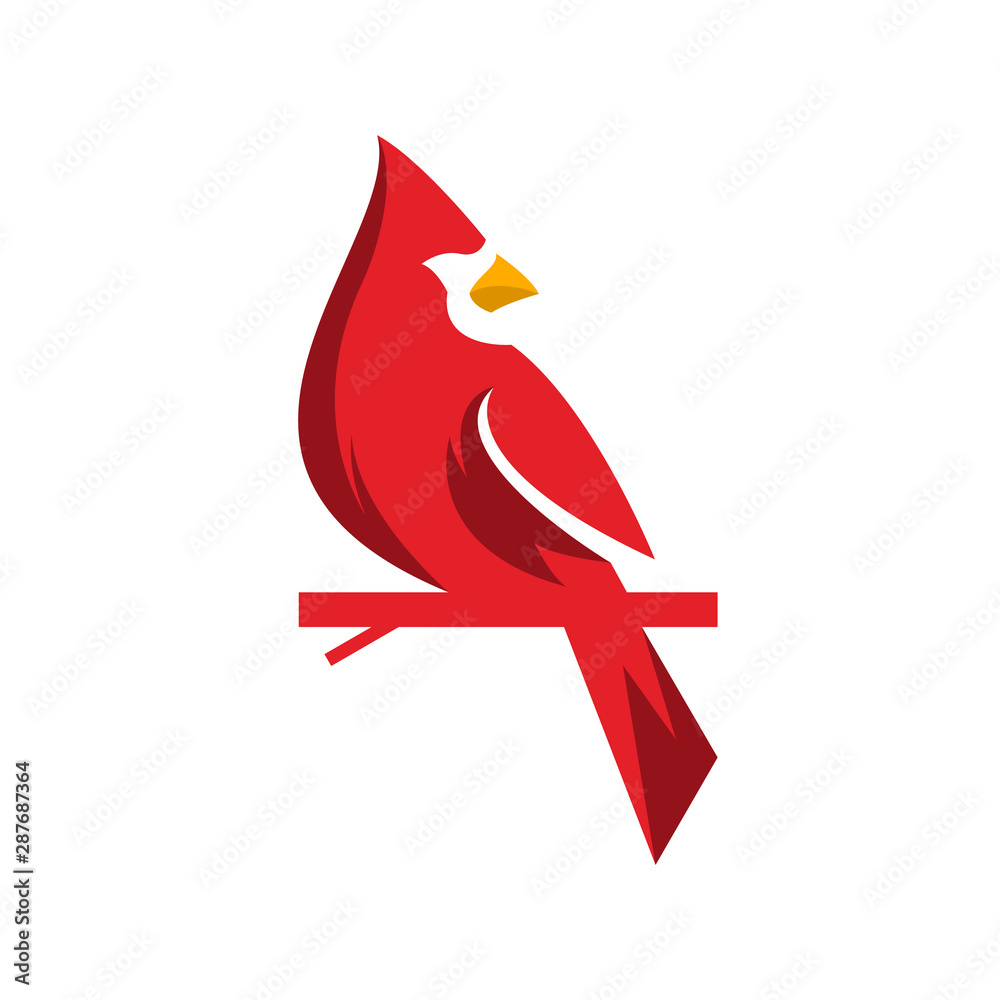Red Cardinal Bird Elegant Redbird Logo Ilustration Stock Vector | Adobe ...