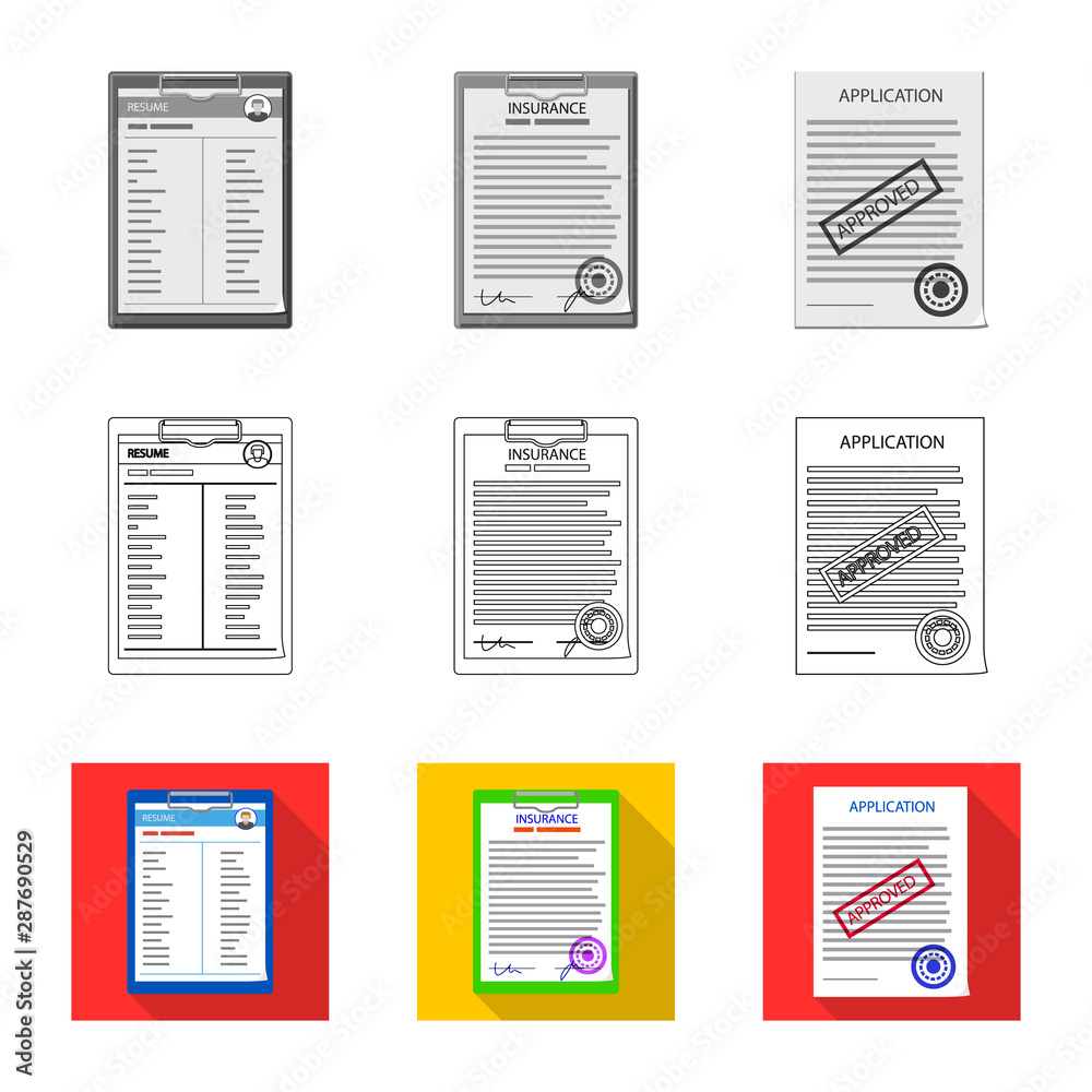 Vector illustration of form and document symbol. Collection of form and ...