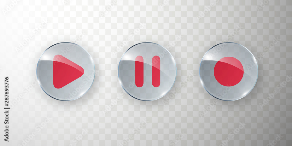 Play button isolated on transparent background. Glass, acrylic or ...