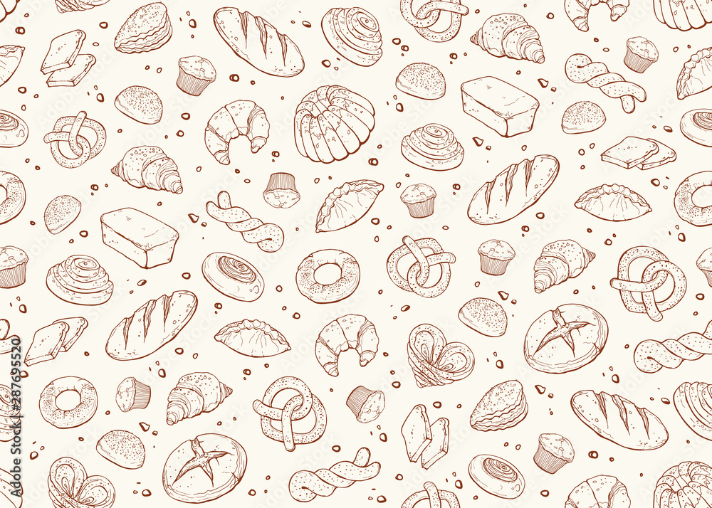 bakery seamless background Stock Vector | Adobe Stock