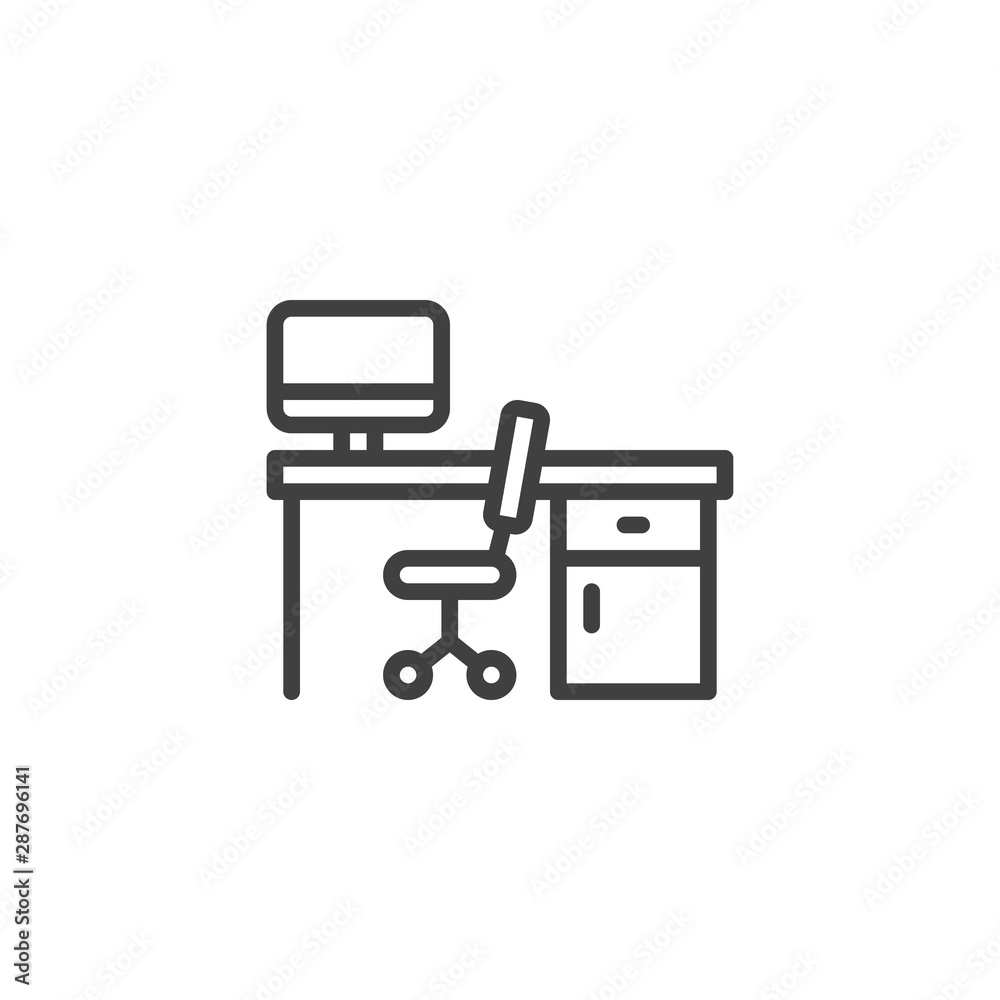 Office workplace line icon. linear style sign for mobile concept and ...