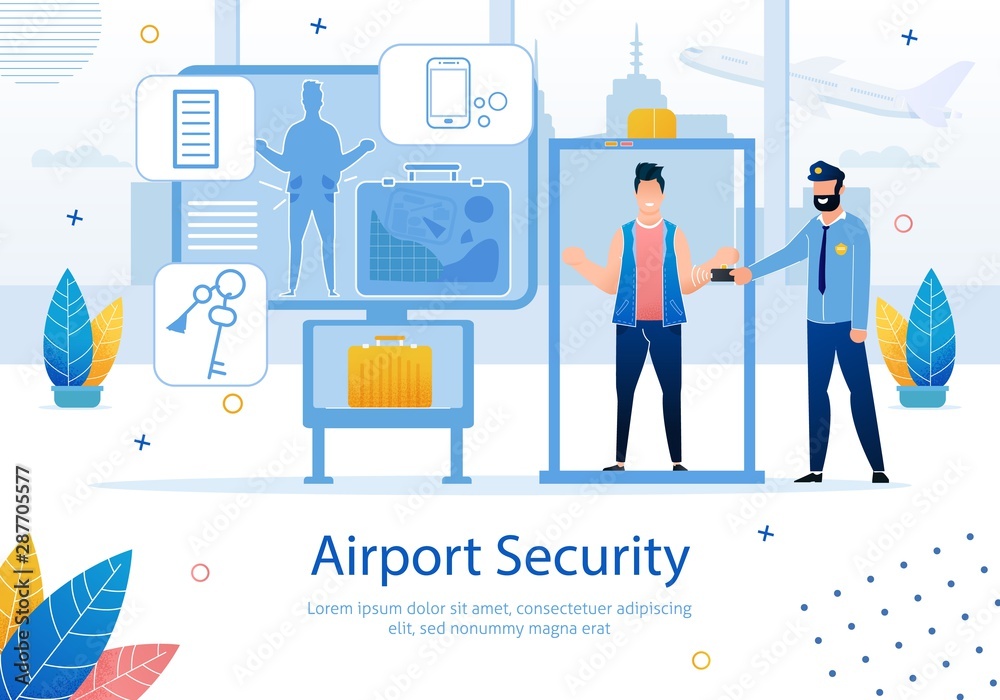 Airline Company, Startup for Travelers, Airport Security Service Trendy ...