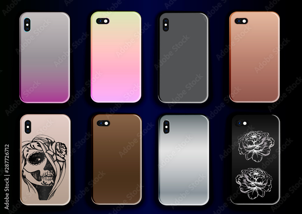 Beautiful print for smartphone case. Collection of metallic gradient ...