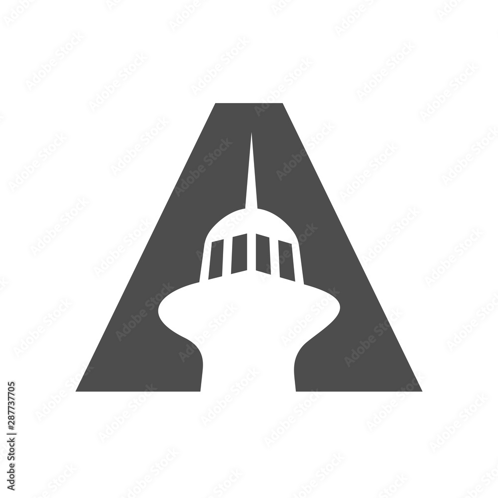 Tower and letter A minimalist logo, nautical logo vector, lighthouse ...