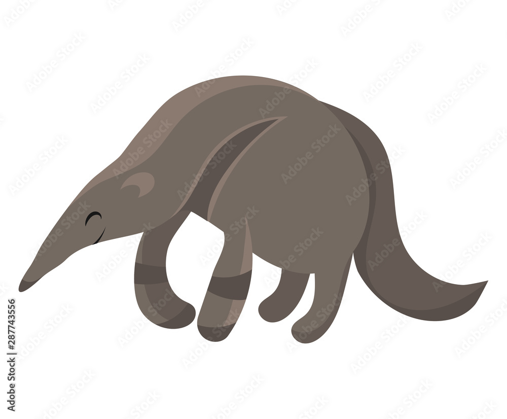 Cartoon anteater. Vector illustration of an anteater. Drawing animal ...