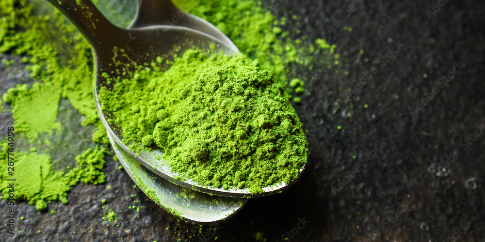 matcha - green tea powder, food supplement, menu concept. food ...