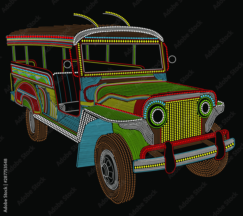 set of jeepney illustration philippine transportation vector Stock ...