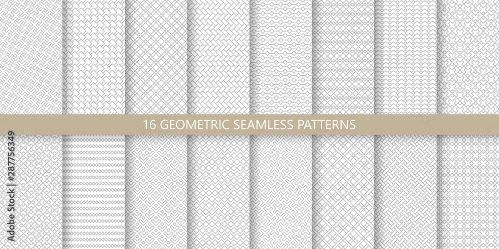Vector set of linear ornamental seamless patterns. Collection of ...