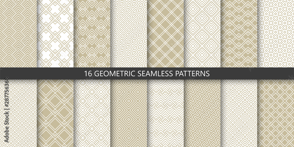 Vector set of linear ornamental seamless patterns. Collection of ...