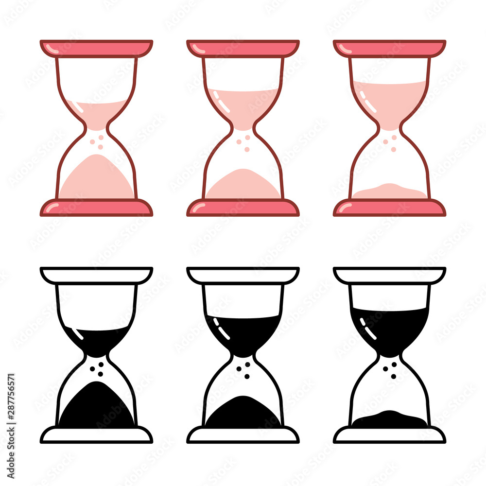 Time icon set. Hourglass. Sandglass symbol with different time value ...