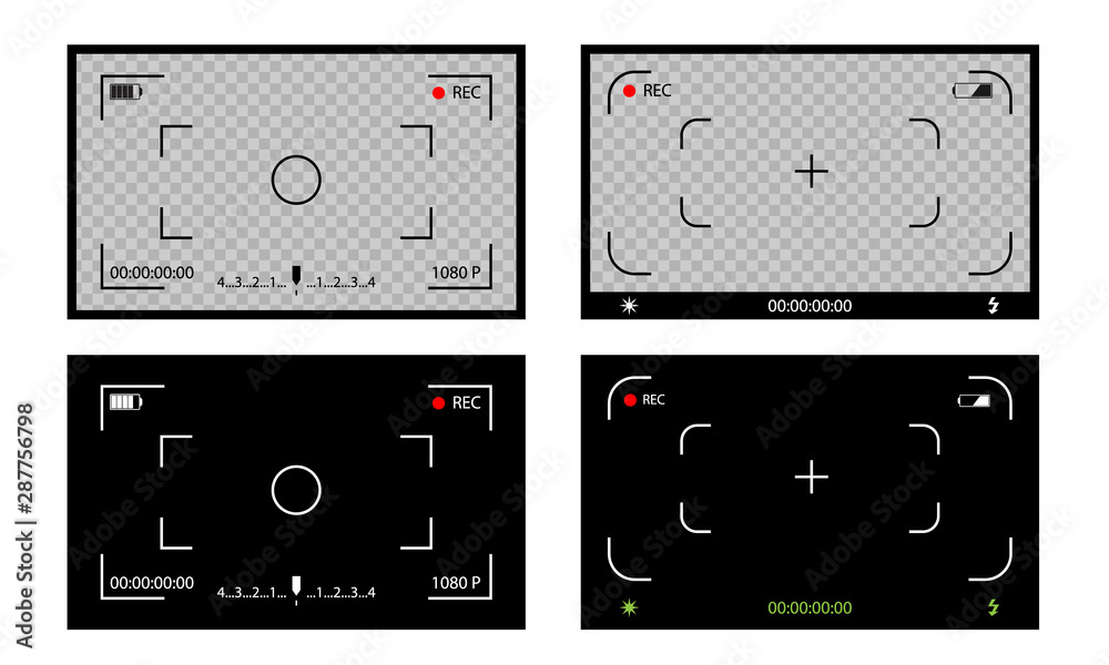 Set of camera frames. Transparent background. Interface viewfinder ...