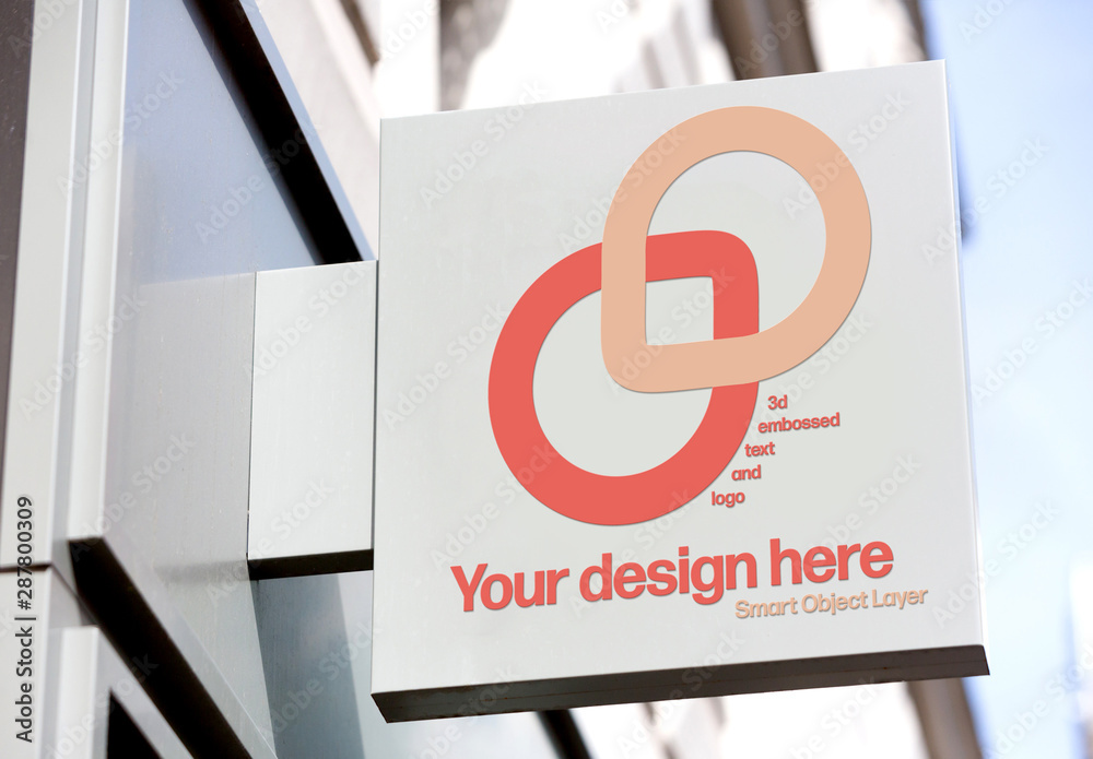 Building Sign on Street Mockup Stock Template | Adobe Stock