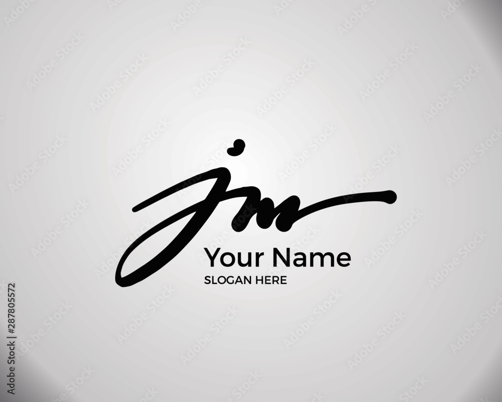 J M JM initial logo signature vector. Handwriting concept logo. Stock ...