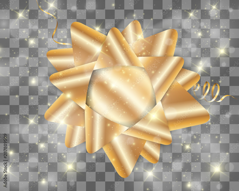 Vector luxury background with a golden bow on a transparent background ...