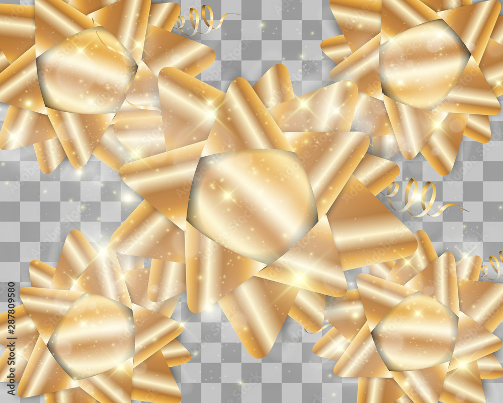 Vector luxury background with a golden bow on a transparent background ...
