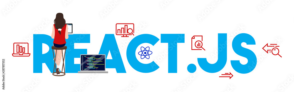 Reactjs Coding Computer Language Javascript Internet Components Vector Illustration Stock