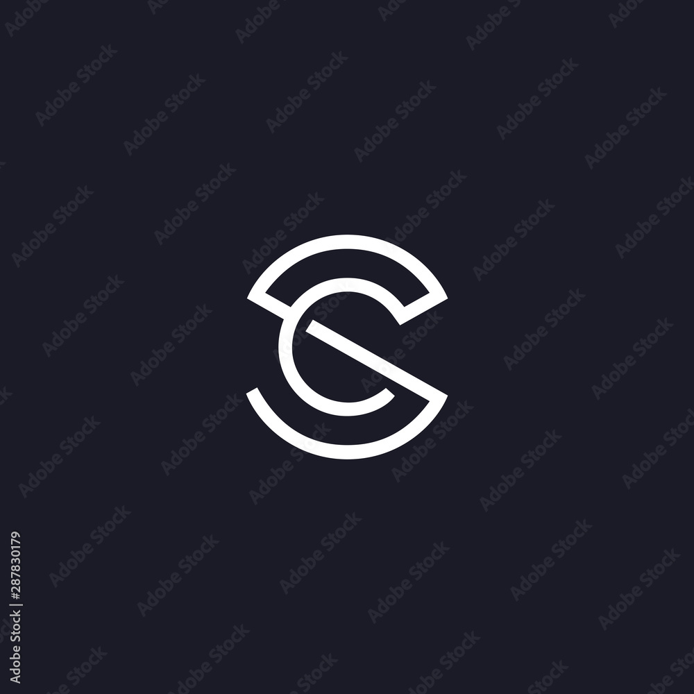 Initial letter C and S, CS, SC, overlapping S inside C, line art logo ...
