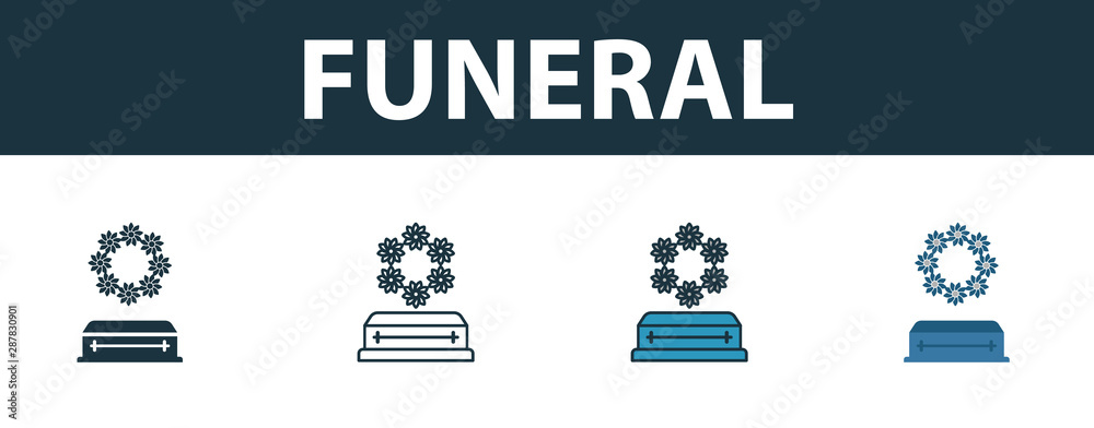 Funeral icon set. Four elements in diferent styles from insurance icons ...