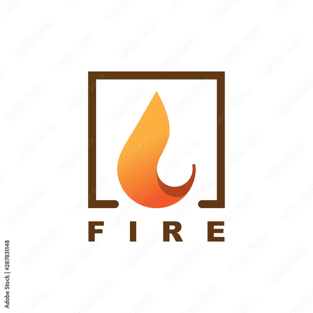 fire on square icon logo design template.Creative fire logo inspiration ...