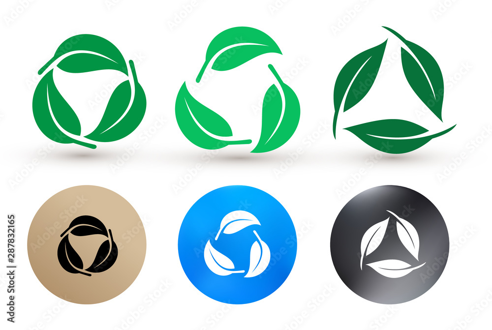 Set of biodegradable recyclable plastic free package icon. Bio ...