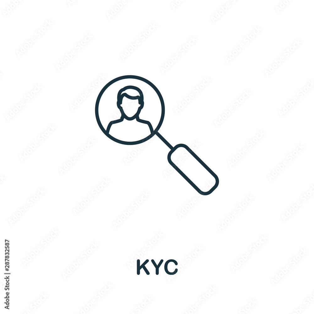 Kyc outline icon. Thin line concept element from fintech technology ...