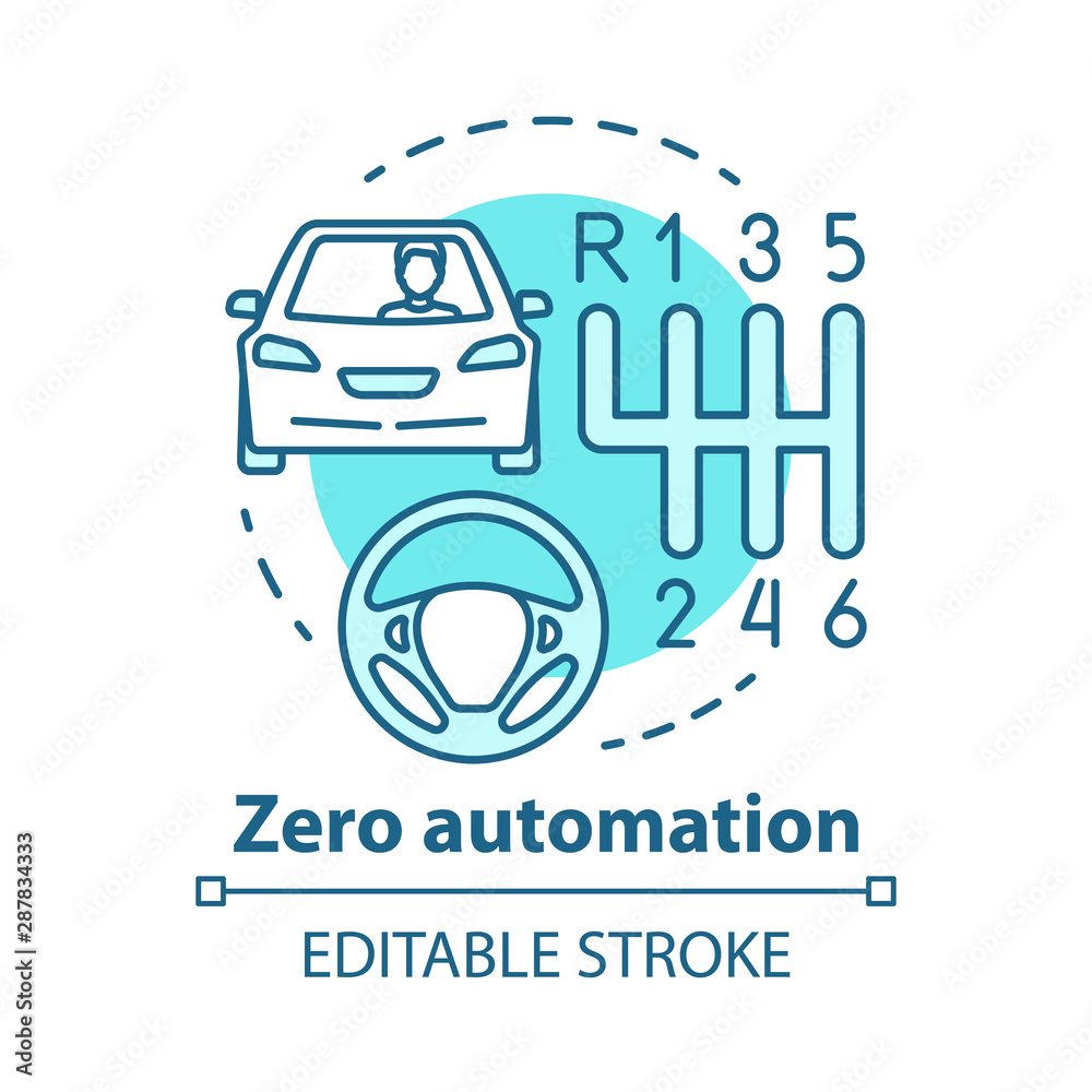 Zero automation concept icon. Car with manual transmission. Vehicle ...