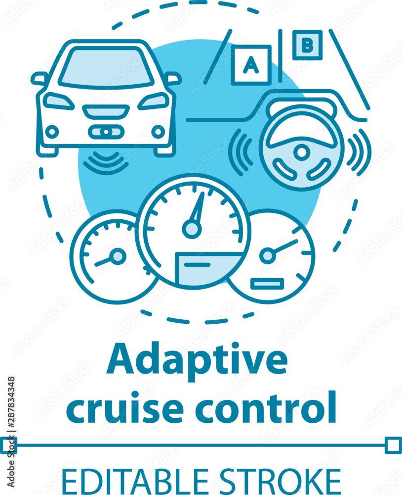 Adaptive cruise control concept icon. System for avoid road collisions ...