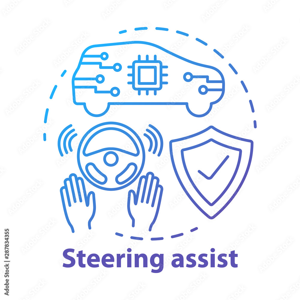 Steering assist concept icon. Smart car. Steering support. Driverless ...