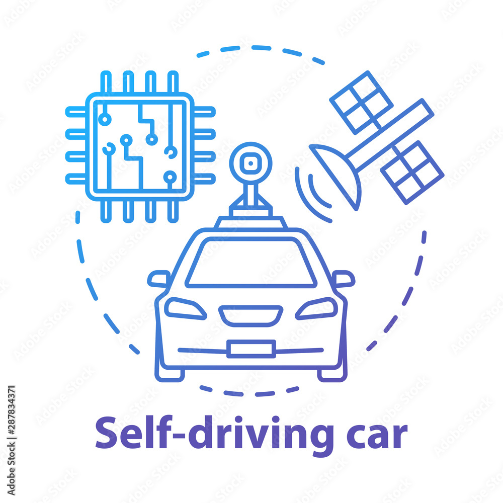 Self-driving car concept icon. Driverless, robotic automobile. Auto ...