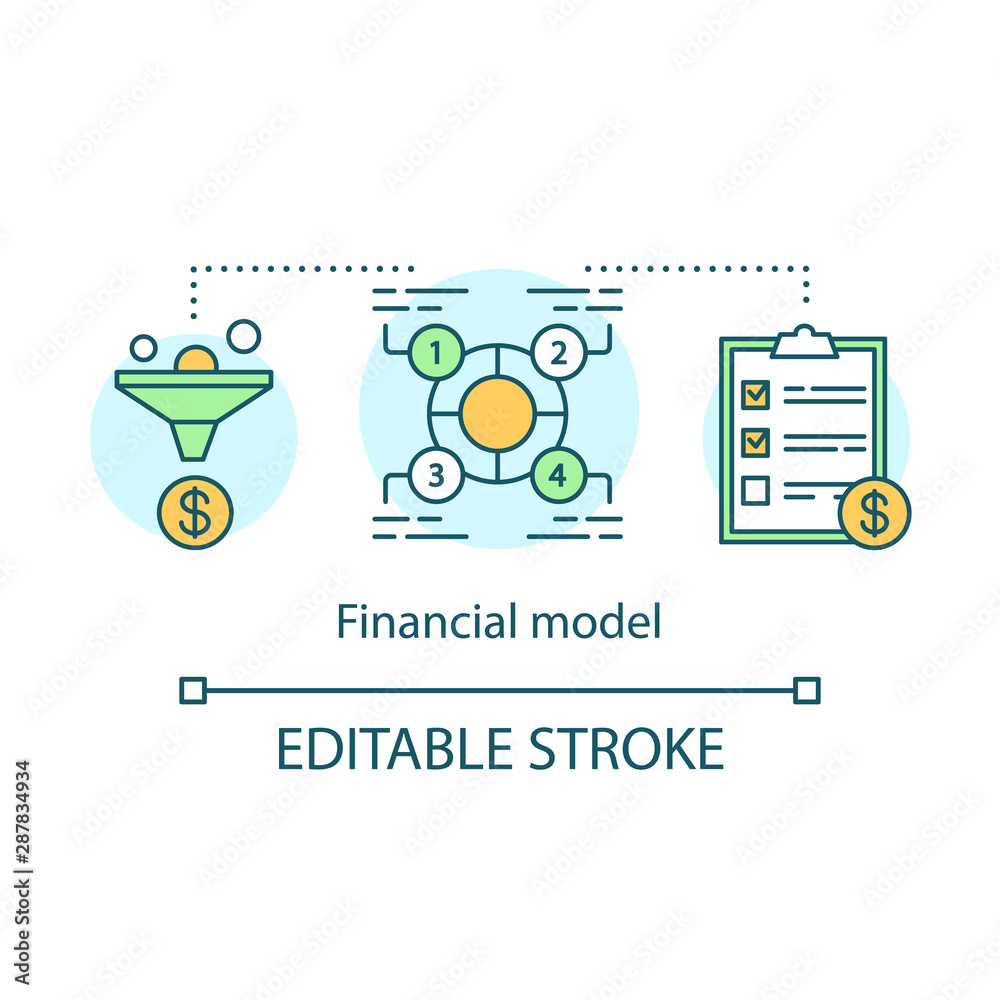 Financial model concept icon. Corporate budget and financing strategy ...