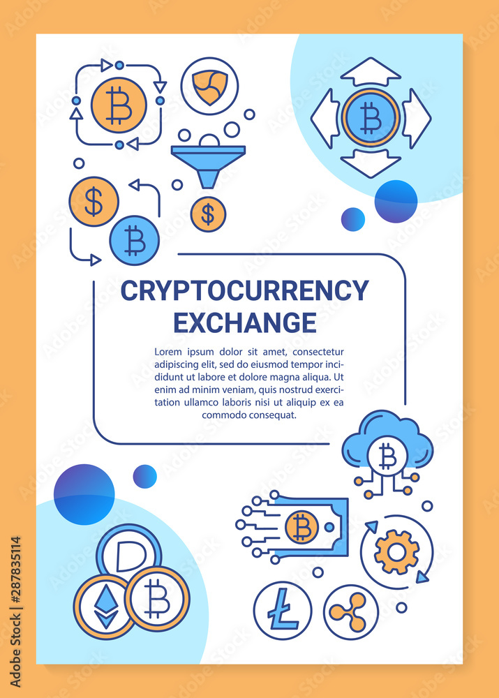 Cryptocurrency exchange and mining poster template layout. Banner ...