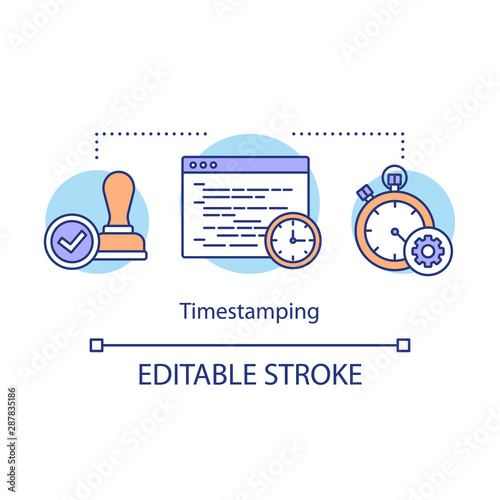 Timestamping concept icon. Network management idea thin line ...