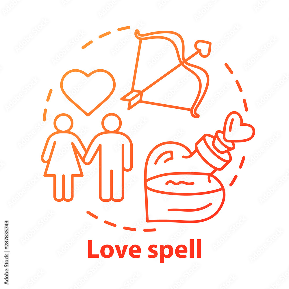 Love spell concept icon. Witchcraft and alchemy idea thin line ...