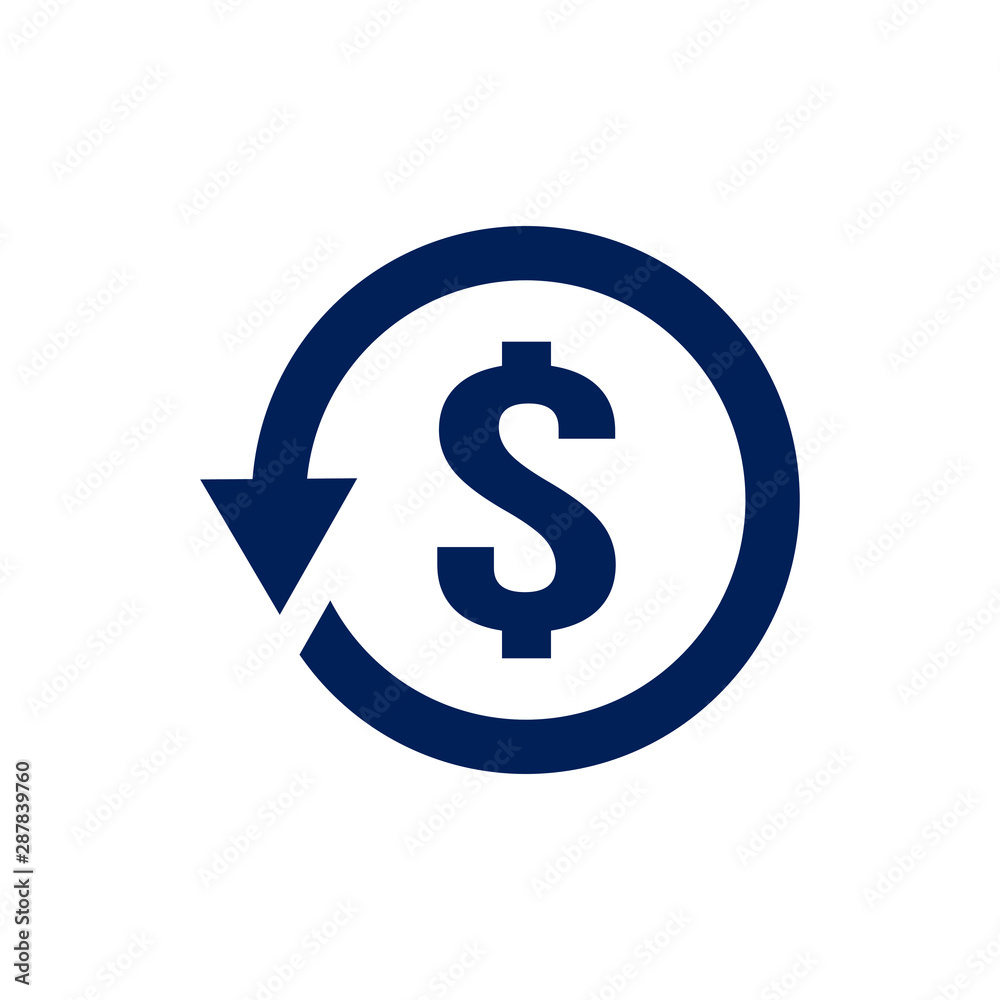 Chargeback icon symbol, return money isolated on white background ...