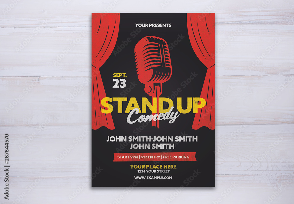 Graphic Open Mic Flyer Layout Stock Template | Adobe Stock