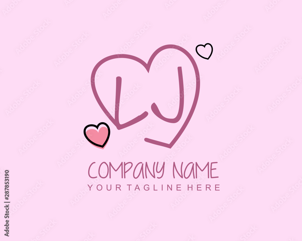 Initial LJ letter handwriting logo with heart template vector Stock ...