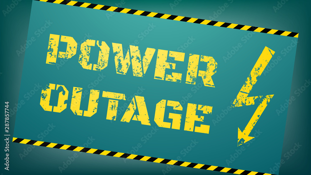 Power outage concept. Blackout illustration. Yellow grunge inscription ...