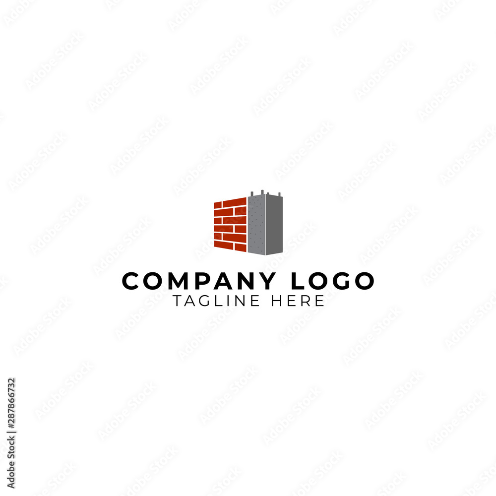 reinforced concrete columns for brick walls logo vector icon ...