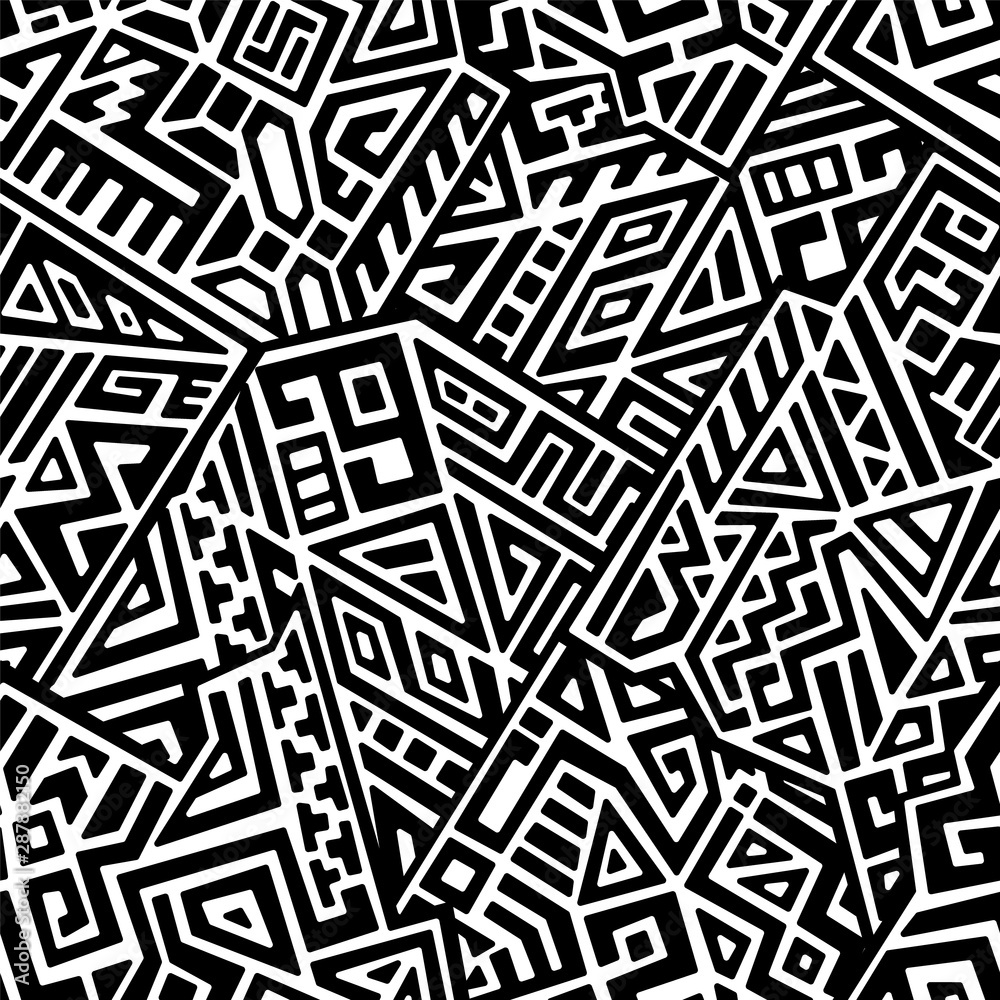 Creative ethnic style vector seamless pattern. Unique geometric vector ...