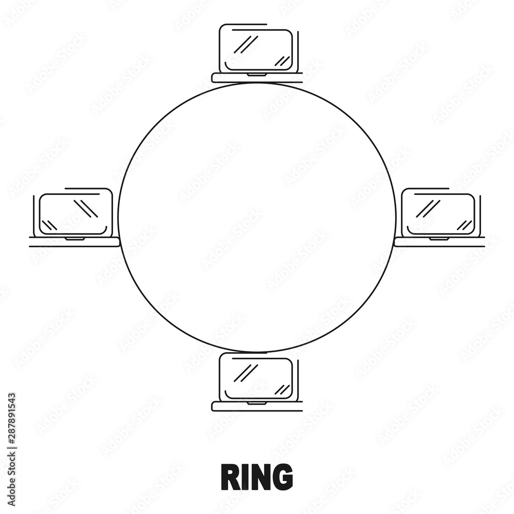 ring network topology vector black linear flat style icon Stock Vector ...
