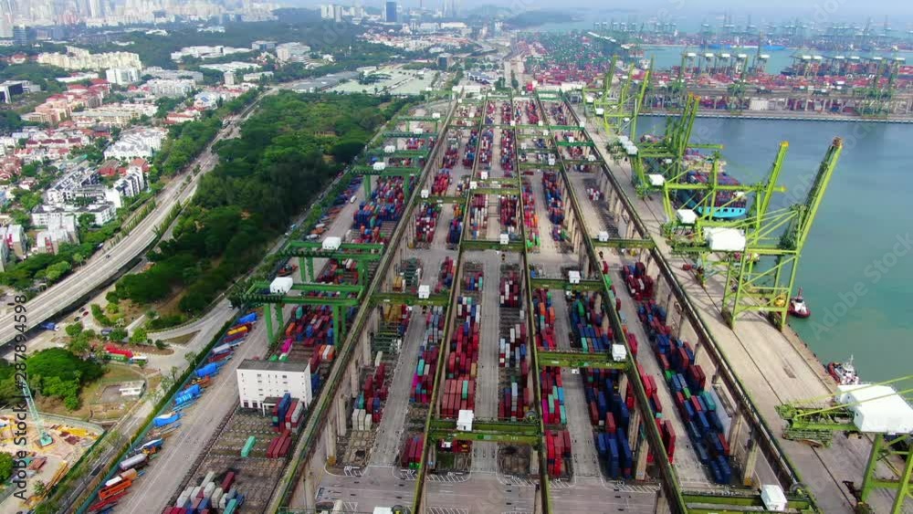 Aerial Footage of Commercial Port Terminal in Singapore Stock Video ...