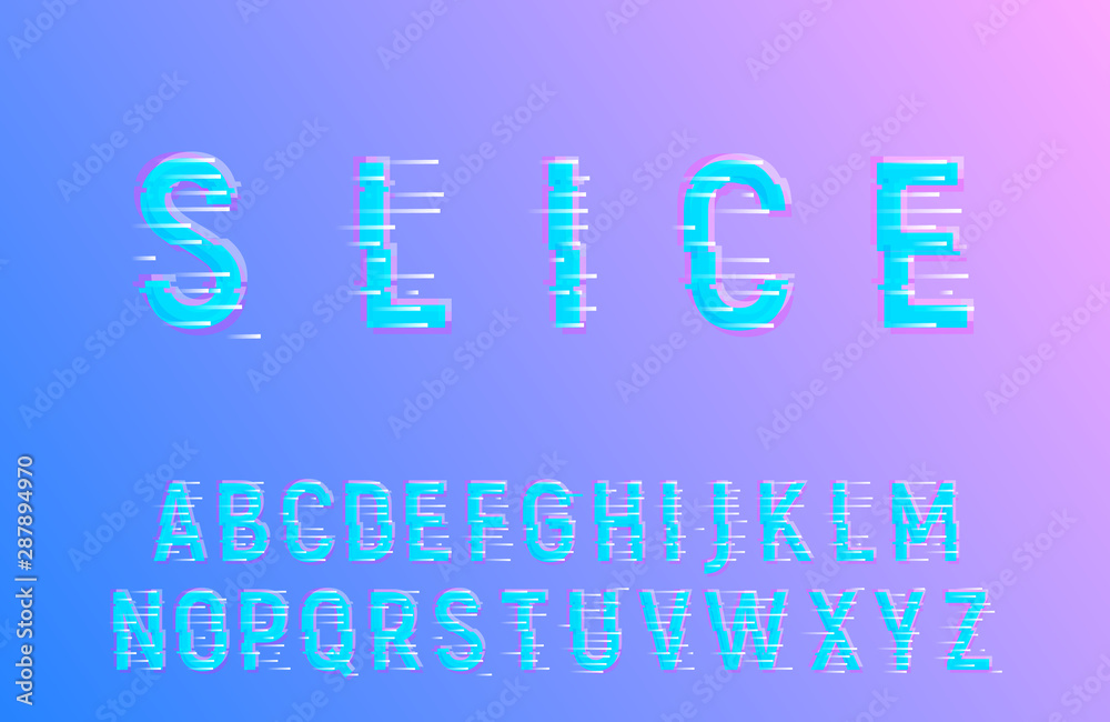 Glitch alphabet font design. Distorted vector typeface Stock Vector ...
