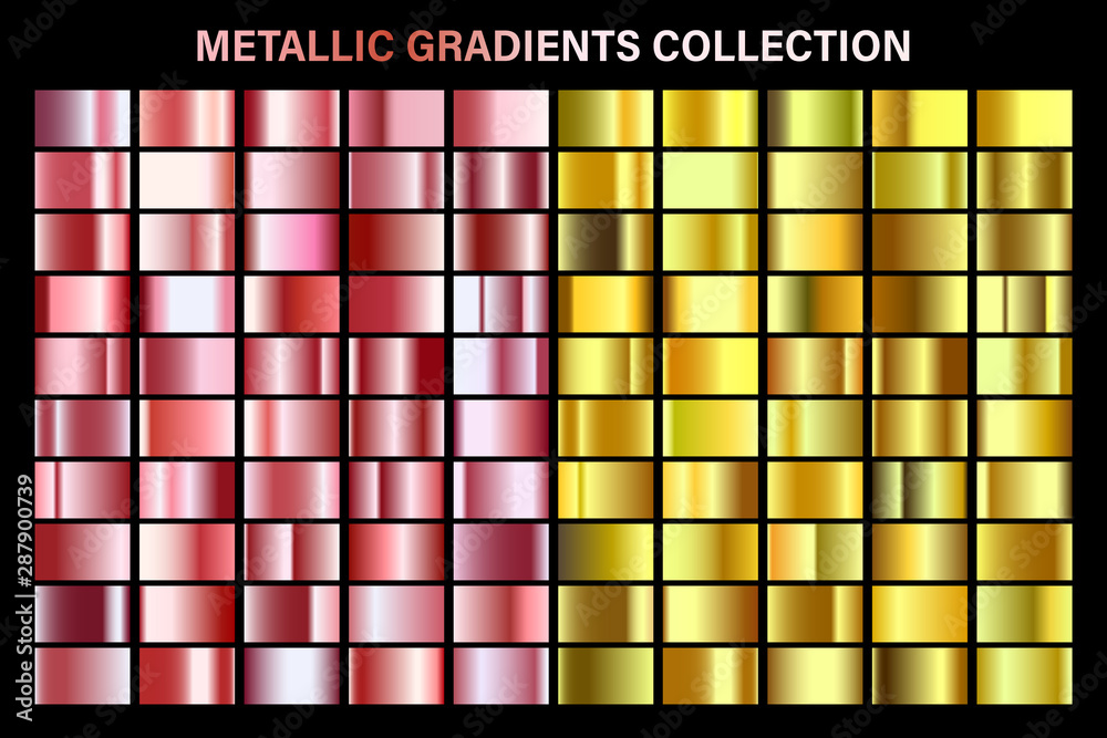 Rose gold and golden, yellow glossy gradient, metal foil texture. Color ...