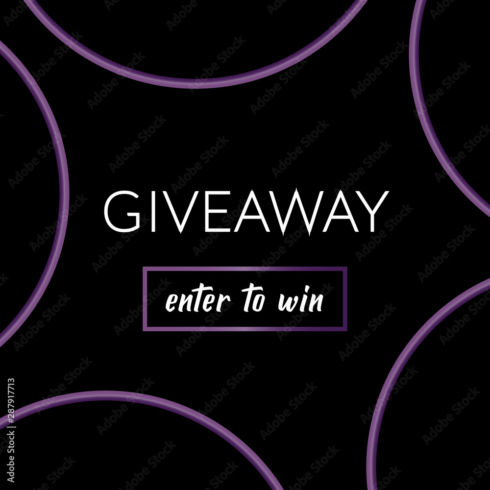 Stylish social media giveaway banner with purple curves on the black ...
