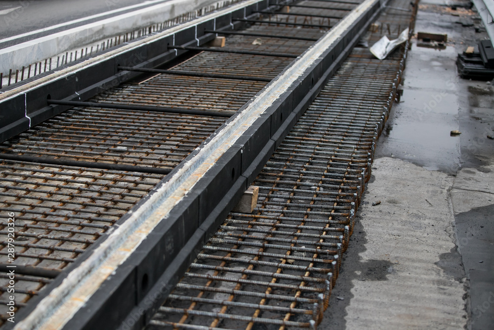 Fotka „Repair of the railway tram line. Installation of new modern ...