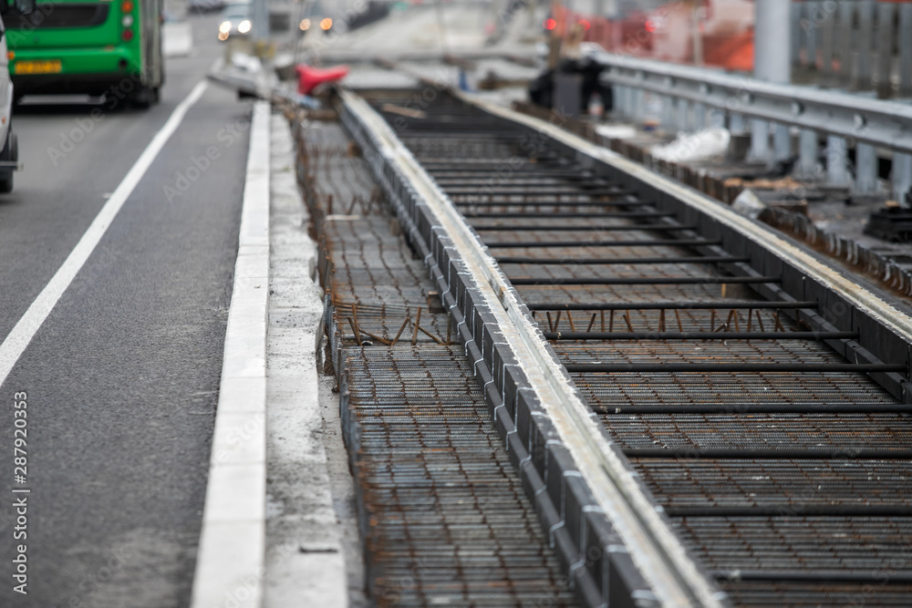 Repair of the railway tram line. Installation of new modern silent ...