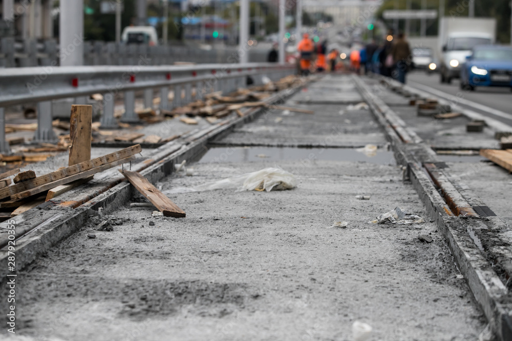Repair of the railway tram line. Installation of new modern silent ...