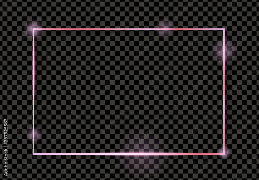 Pink shiny glowing vintage frame with shadows isolated on transparent ...